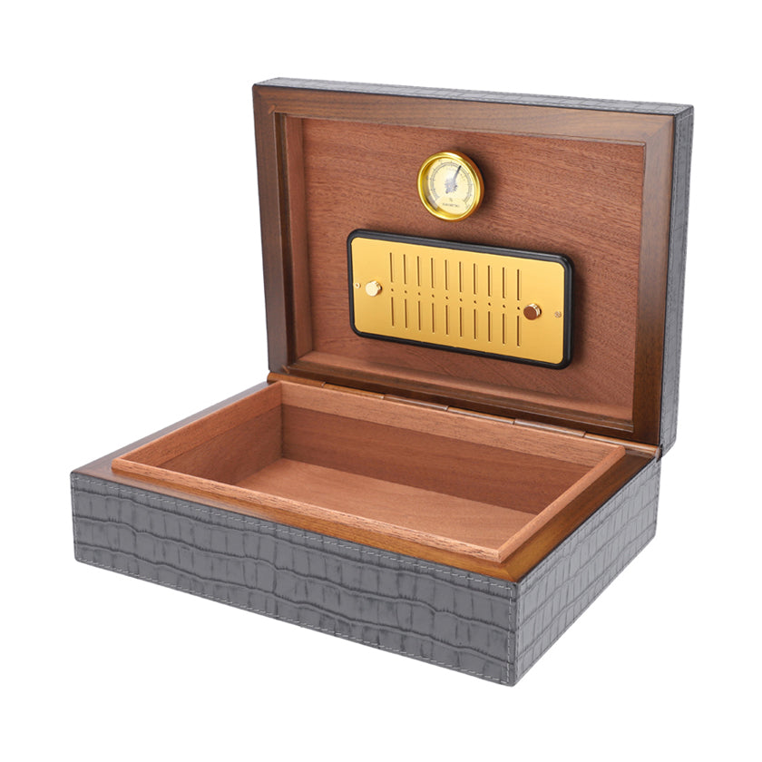 SANTIAGO HUMIDOR SMALL PRINTED CALFSKIN CROCODILE : GRAPHITE – Studio D ...